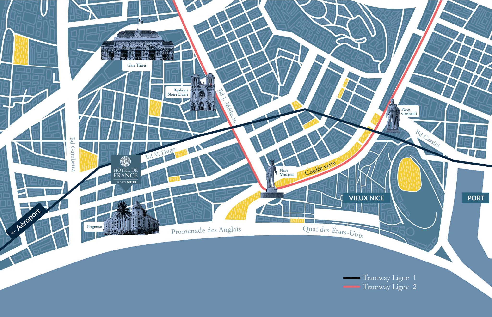 Hotel de France Nice - Location - Near the sea, the beach and the ...